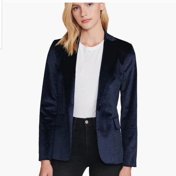 Frame Denim | Jackets & Coats | Frame Navy Velvet Single Button Blazer ...